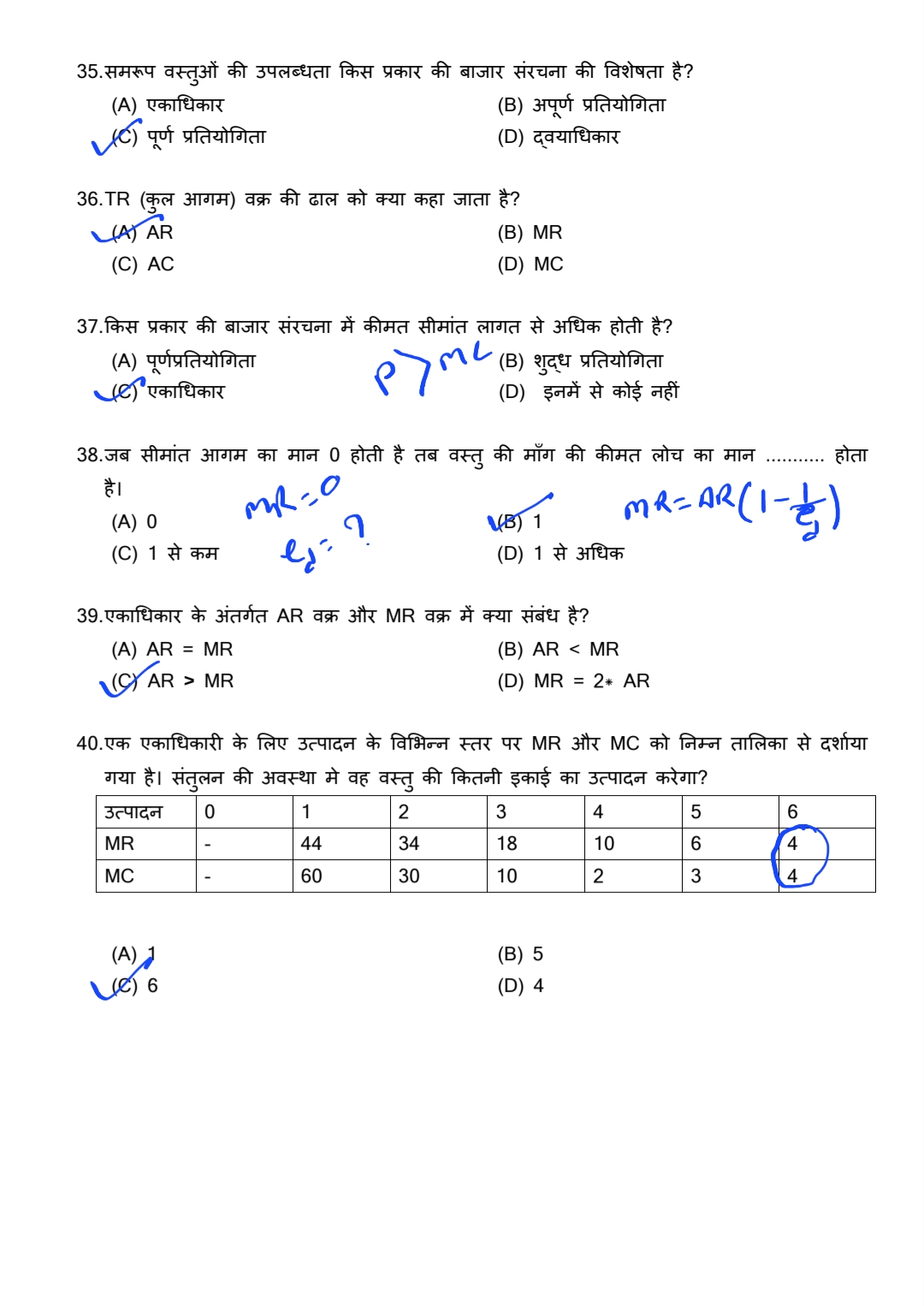 Economics model paper solution – St. Xavier's College, Ranchi
